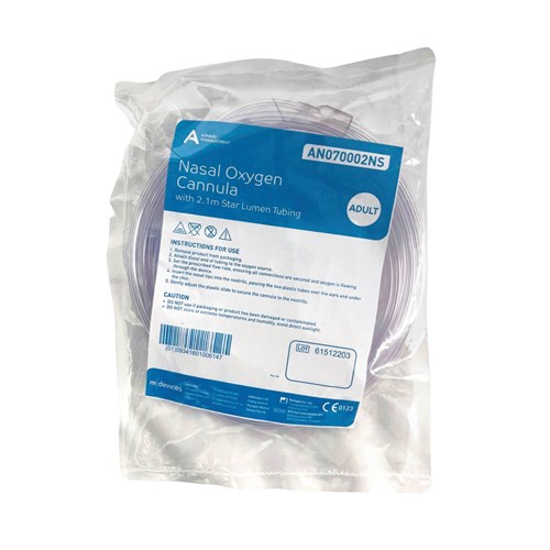 Nasal Oxygen Cannula [2.1m] [2 Prong with Tubing] [Adult] - Alpha First Aid