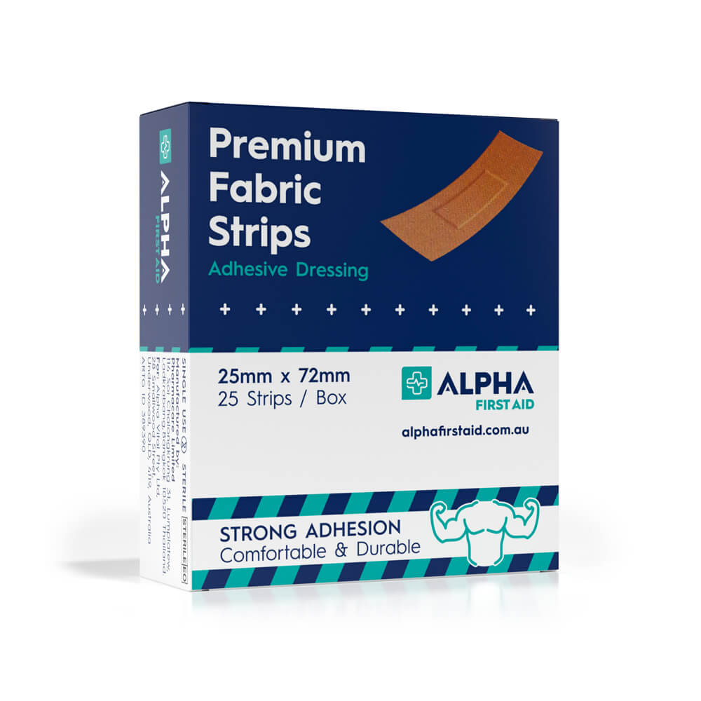 Alpha First Aid Premium Fabric Strips (25) 25mm X 72mm - Alpha First Aid